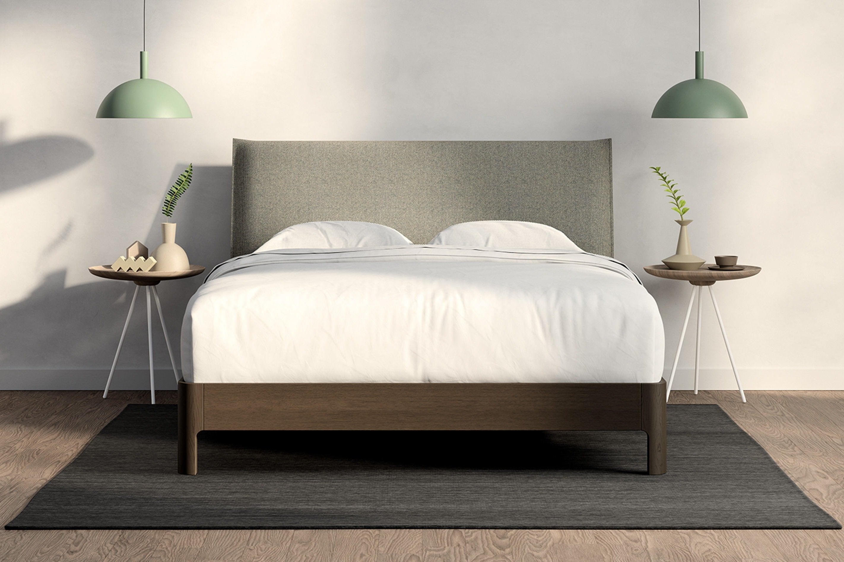Casper Navy Pillow Repose Headboard in Navy Tweed Size Queen
