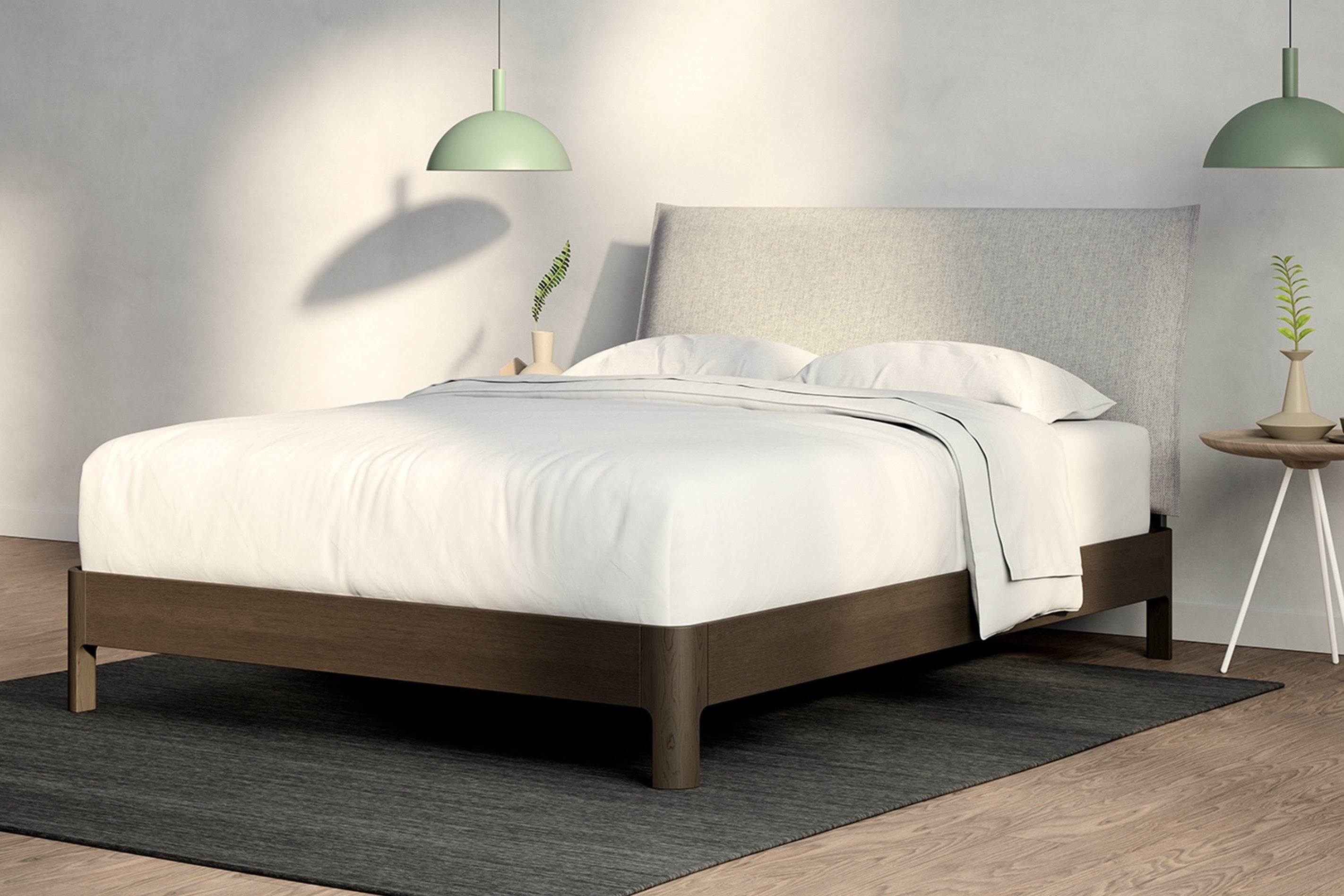 Casper Navy Pillow Repose Headboard in Navy Tweed Size Queen